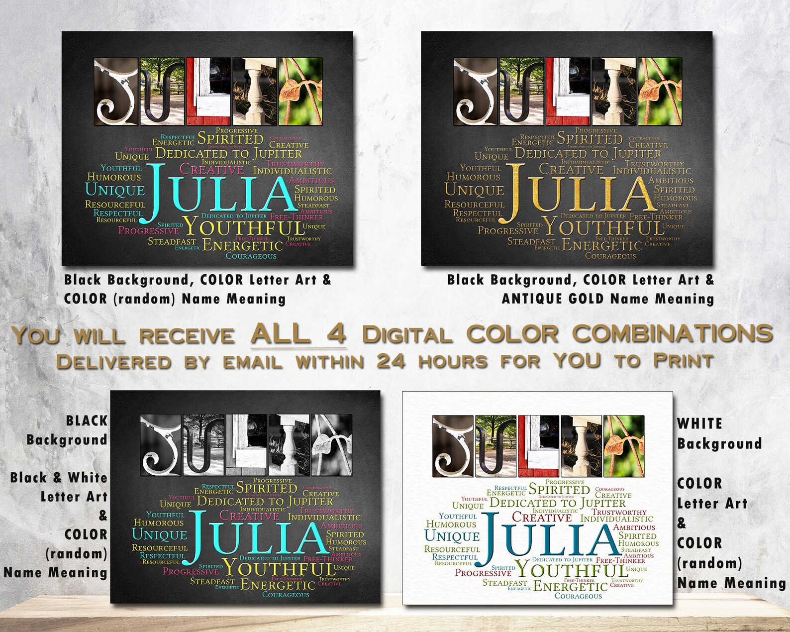 Julia Name Sign Juliana Wall Art Décor Personalized Gift Typography ...