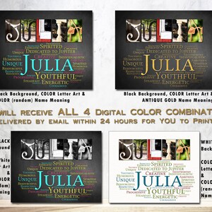 Julia Name Sign Juliana Wall Art Décor Personalized Gift Typography ...