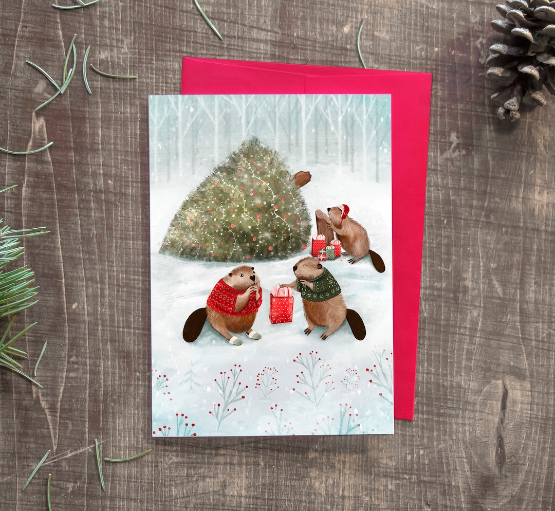 CHRISTMAS the Beavers / Happy Holidays / Christmas / Greeting Card ...