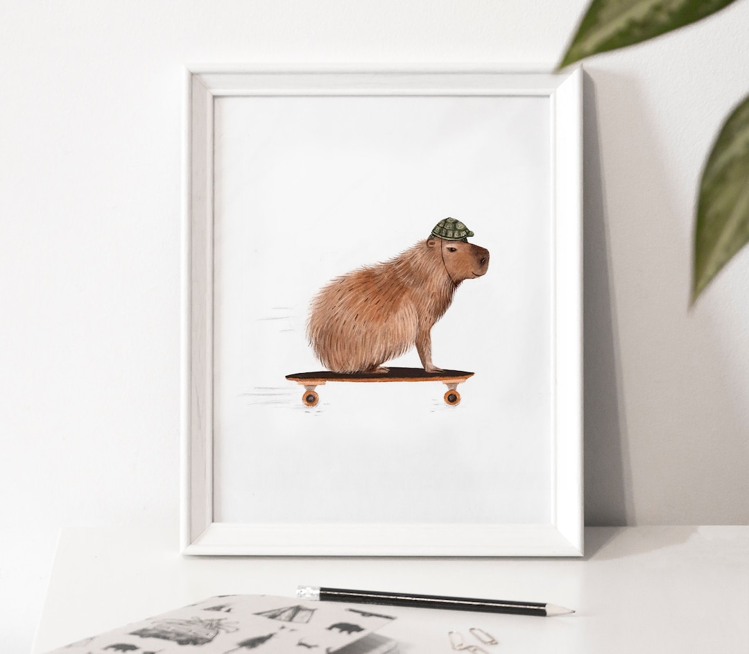 Illustration Poster “capybara on Skate” / Print / Illustration ...