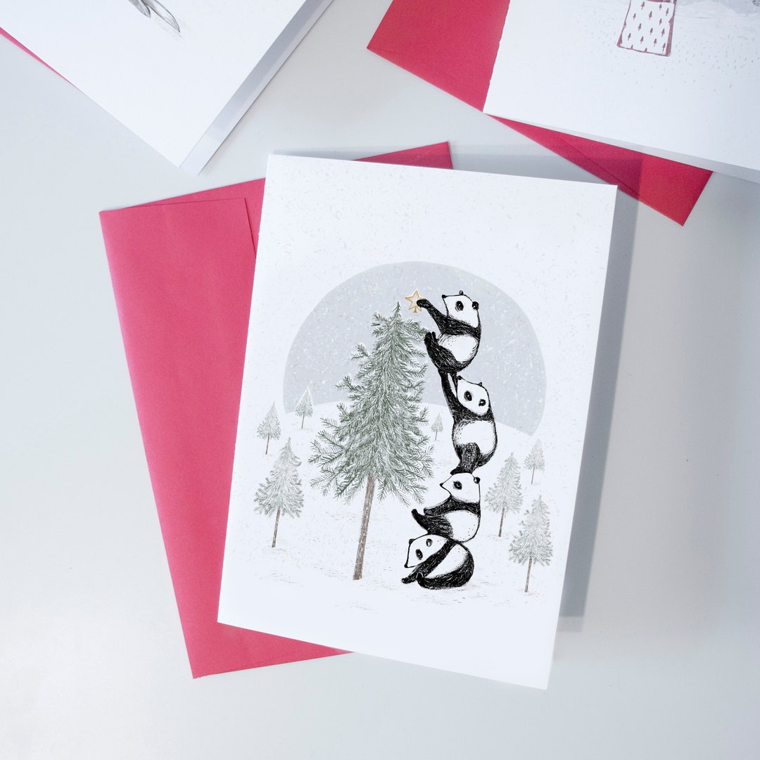 Greeting Card Pandas Happy Holidays / Christmas Card Greeting Cards ...