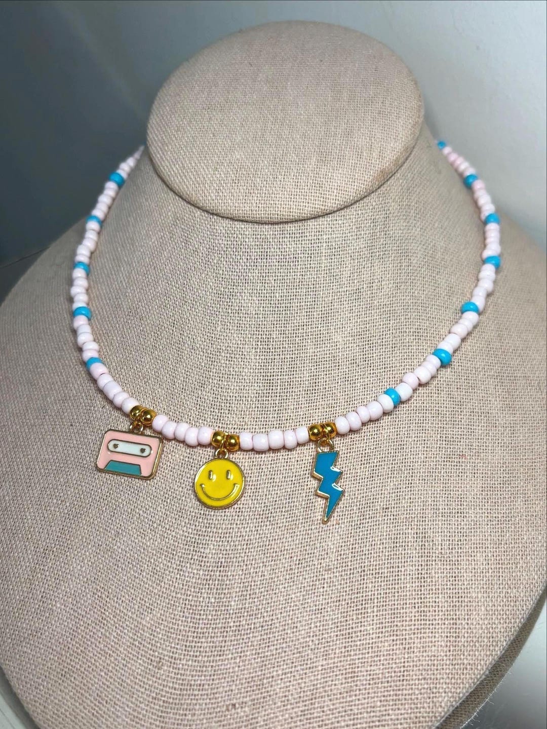 1990 Kids/girls Beaded Necklace 14” Inches Silver Hardware - Etsy