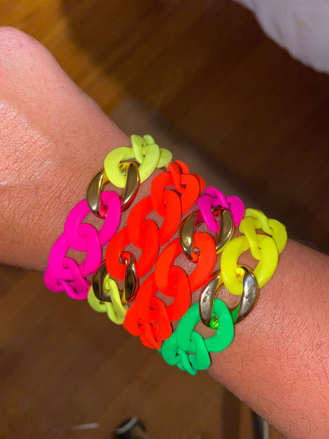 Linked Neon Party Acrylic Bracelet - Etsy