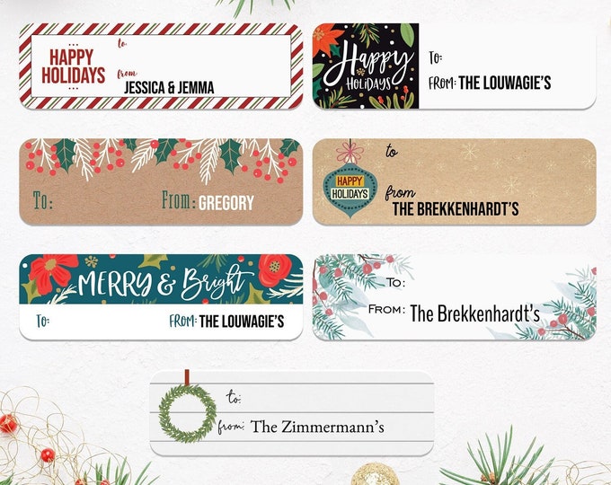 Personalized Holiday Gift Tag Labels With Dispenser | Roll of 250 or ...