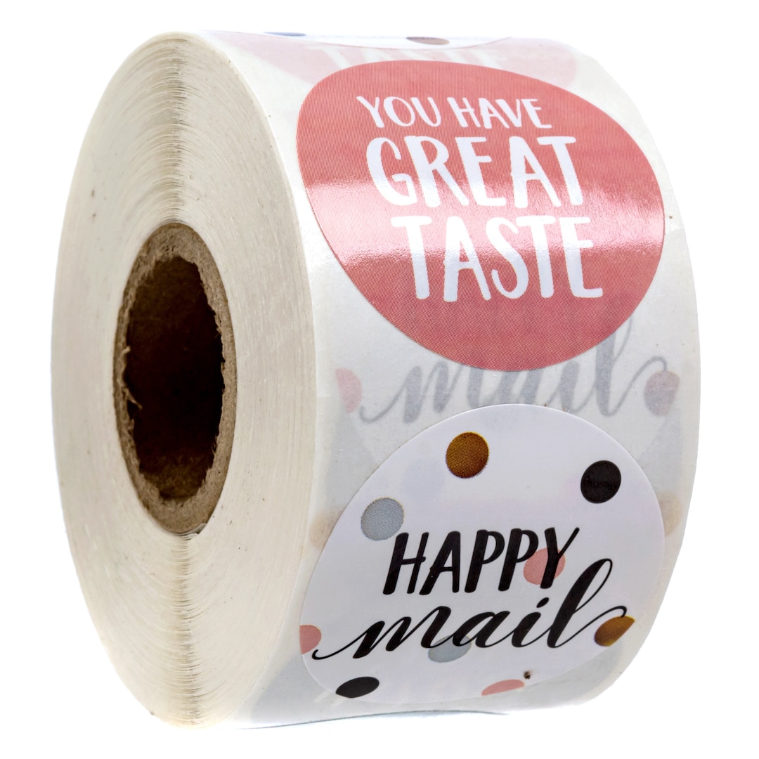 1.5" Assorted Happy Mail Stickers / 500 Stickers per Roll / 6 Chic ...