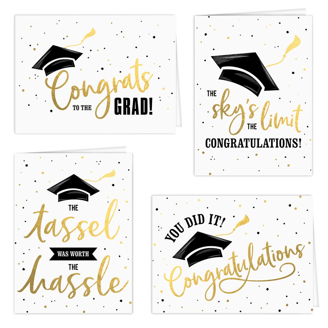 Black and Faux Gold Graduation Cards: Classy Designs, Set of 12 - Etsy
