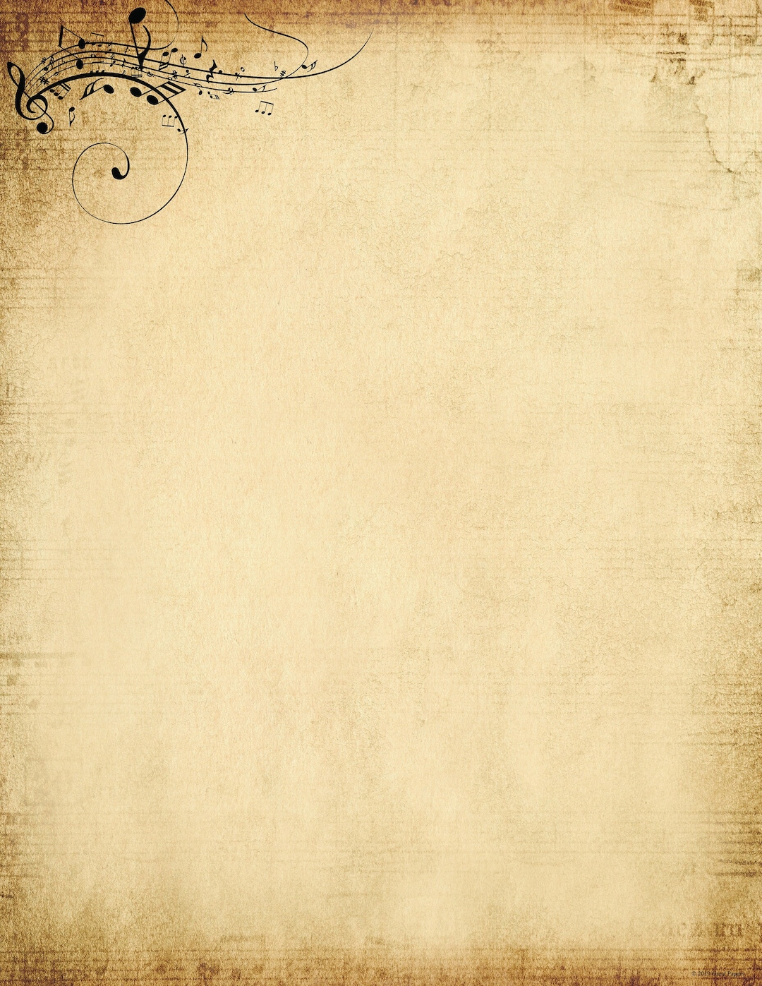 Treble Clef Letterhead Letterhead / 80 Sheets 8.5" X 11" Rustic Paper ...