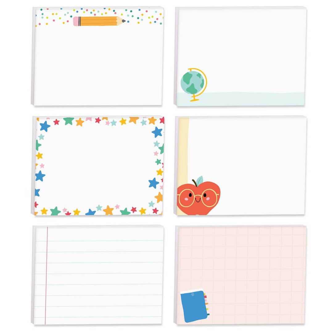 Cute Teacher Icons Sticky Note Pads / 4" X 3" Repositionable Classroom ...