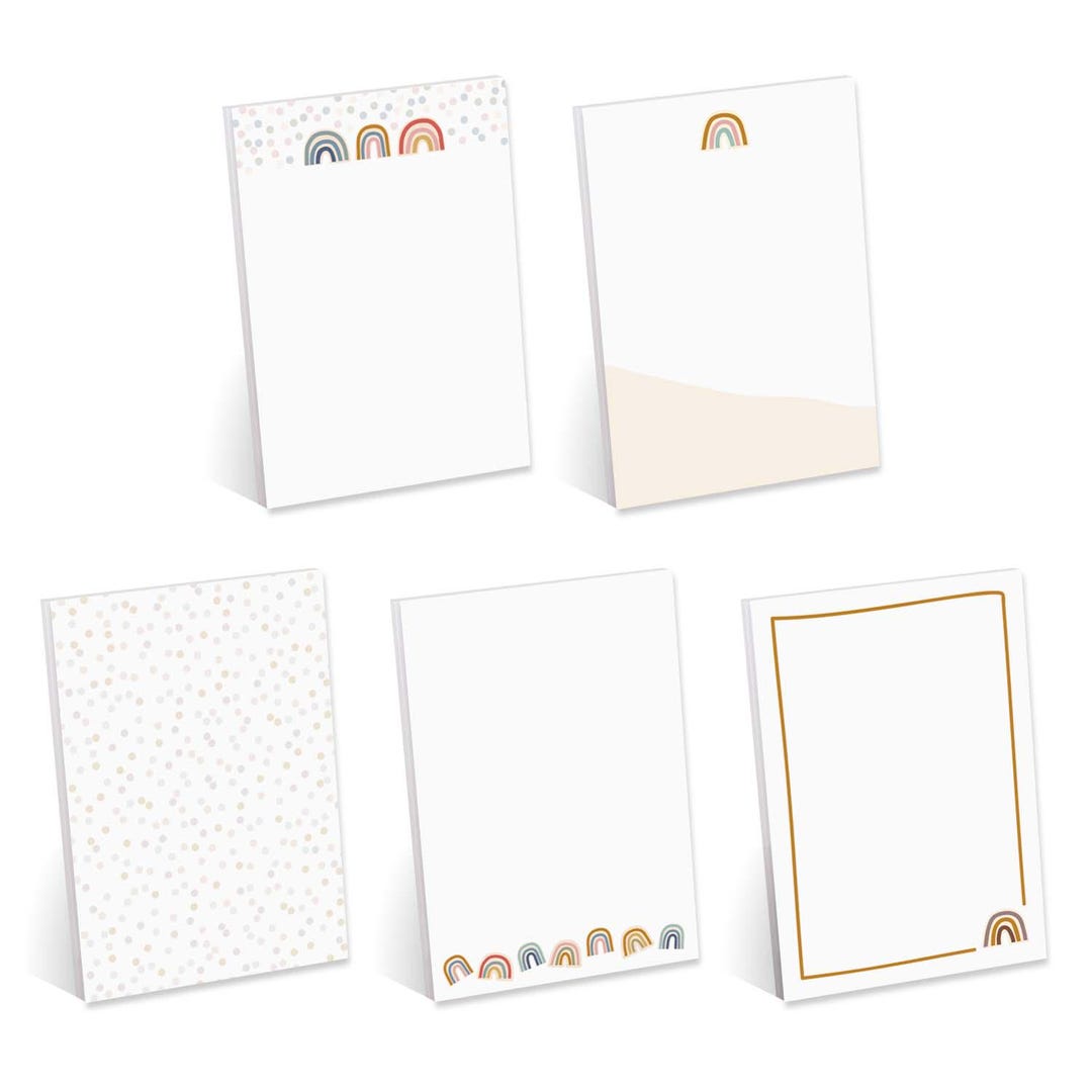 Rainbow Sticky Note Pads: Boho Trendy Designs - Set of 5 (made in USA ...