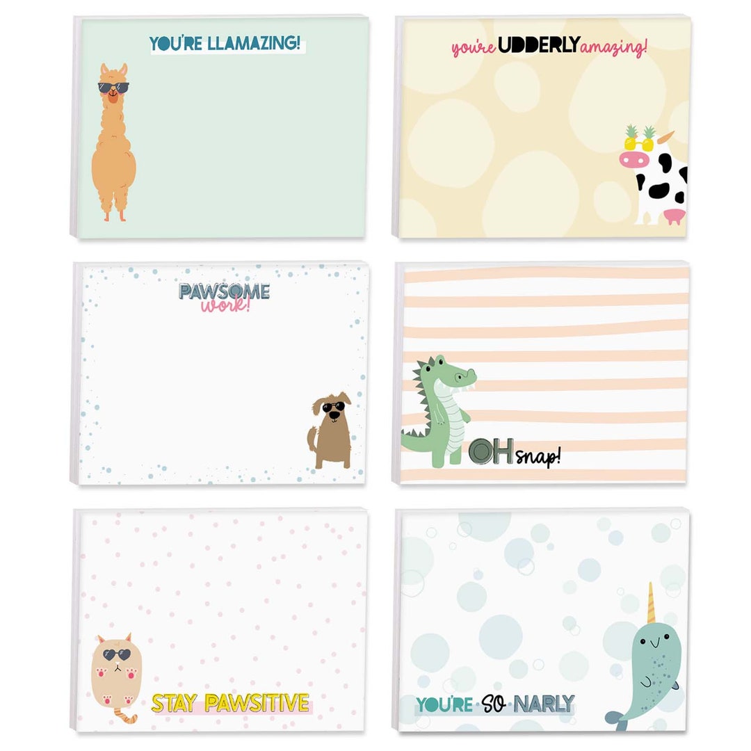 Cute Animal Pun Sticky Note Pads / 4" X 3" Clever Sticky Notes / Set of ...