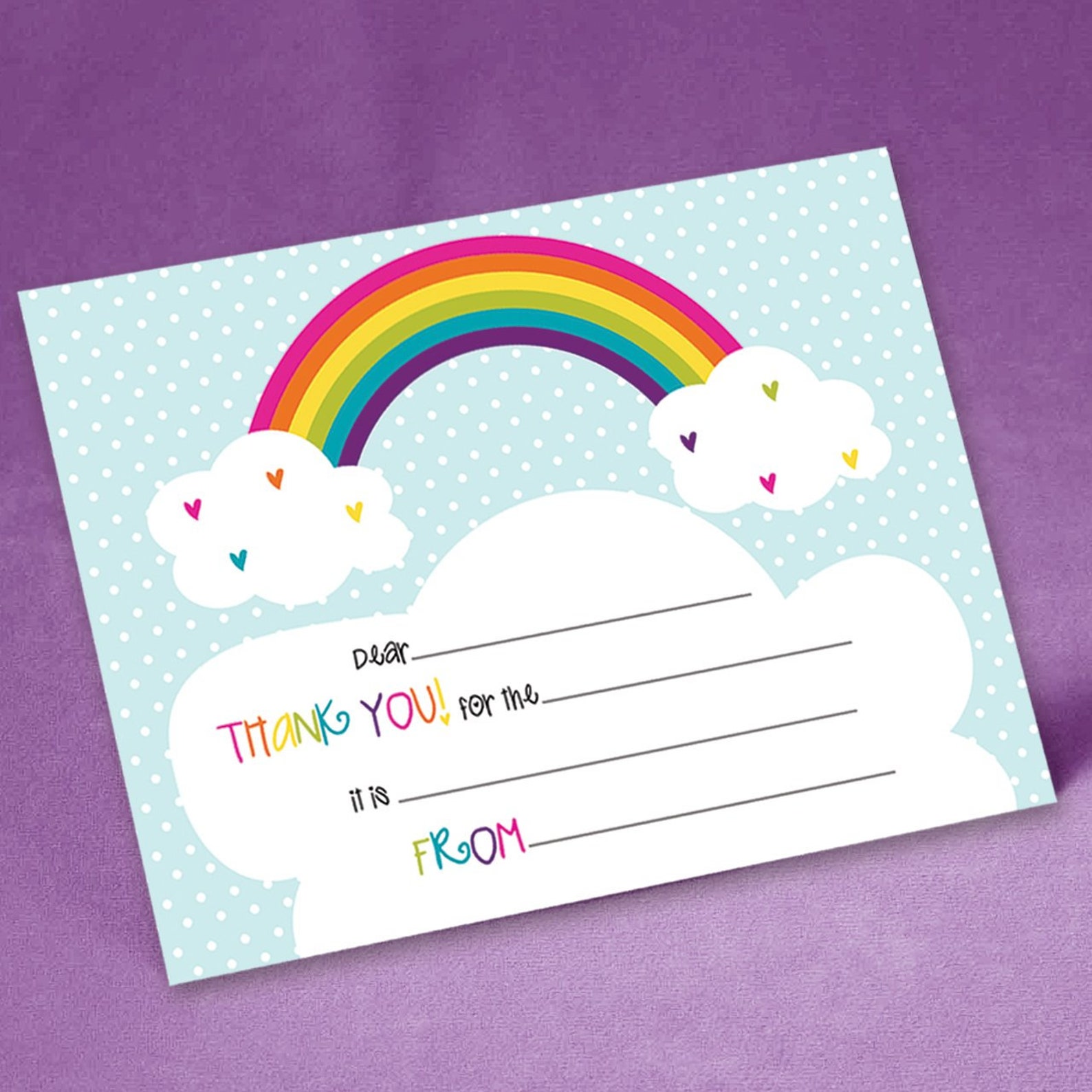 Rainbows and Hearts Kids Thank You Note Card Pack / 20 Vibrant - Etsy