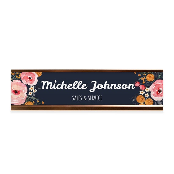Personalized Floral Name Plate / Custom Floral Desk Sign With - Etsy