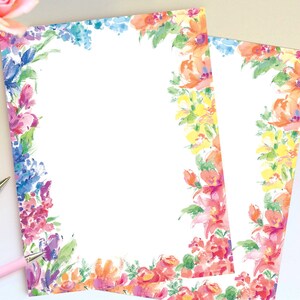 Bright Floral Letterhead / 80 Sheets 8.5 X 11 / Colorful Spring Flowers ...