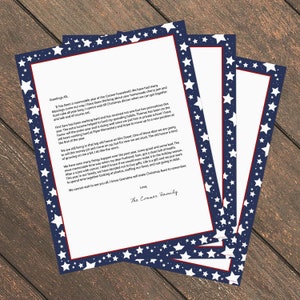 Red White and Blue Stars Letterhead / 50 Sheets / 8.5 X 11 Patriotic ...