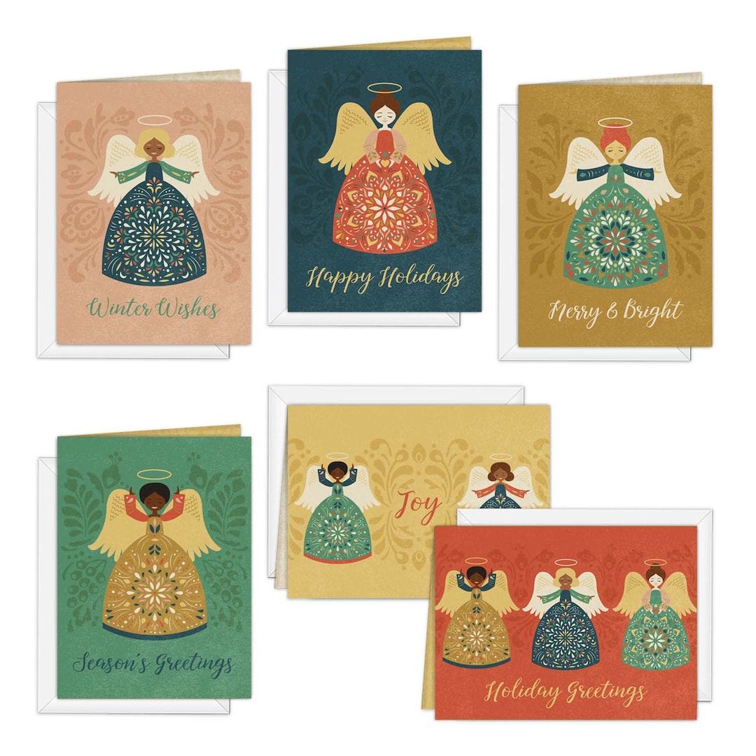 Folk Angel Christmas Card Set: Christian Holiday Greetings (made in USA ...