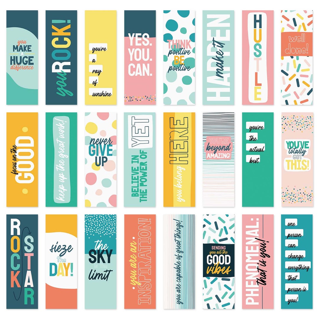 Modern Motivational Bookmark Assortment / 2 X 6 Paper Bookmarks / Bulk ...