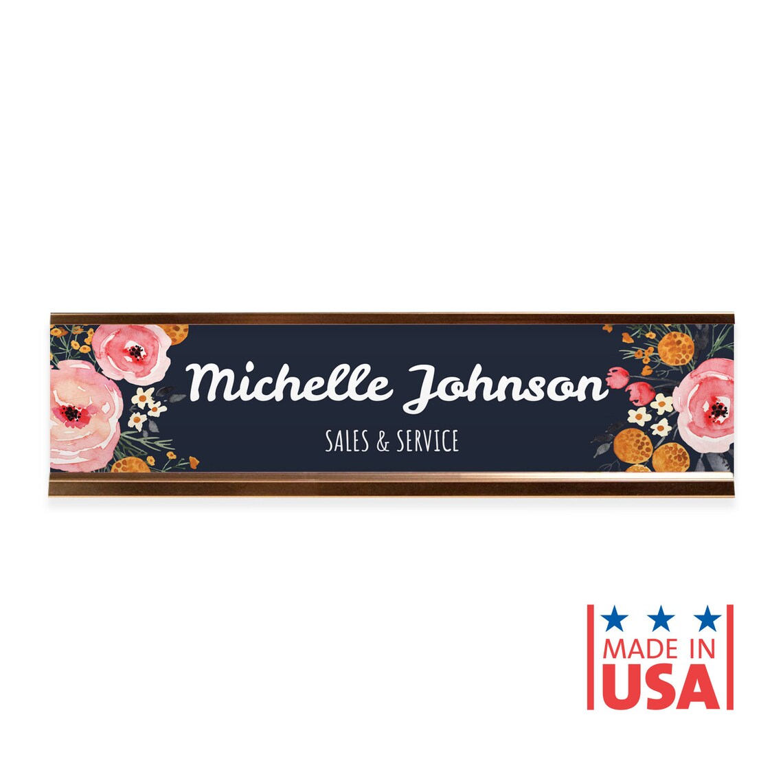 Personalized Floral Name Plate / Custom Floral Desk Sign With - Etsy