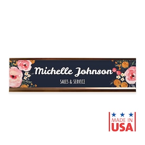 Personalized Floral Name Plate / Custom Floral Desk Sign With Metal ...
