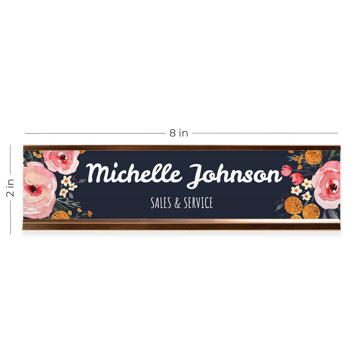 Personalized Floral Name Plate / Custom Floral Desk Sign With - Etsy