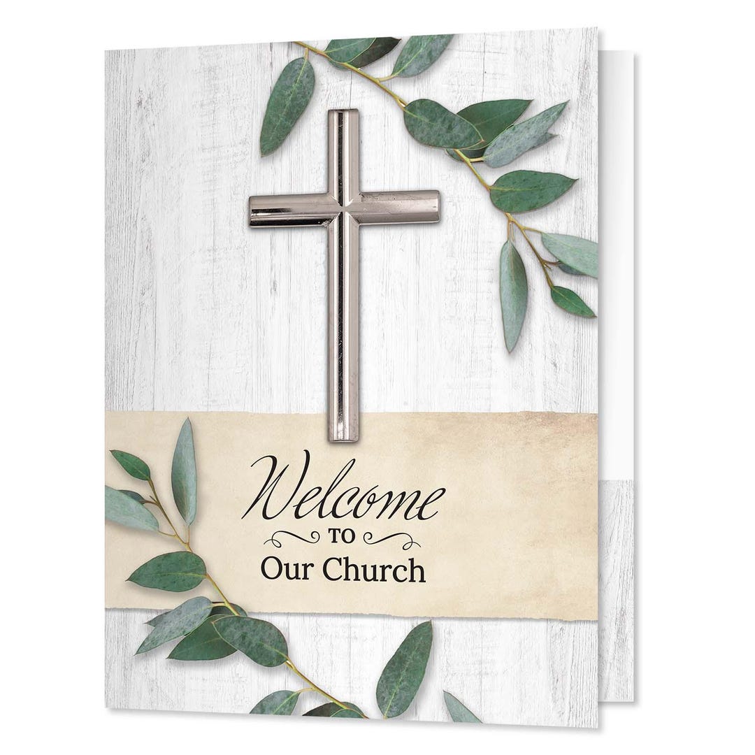 Welcome to Our Church Folders / 25 Greenery Religious Two Pocket ...
