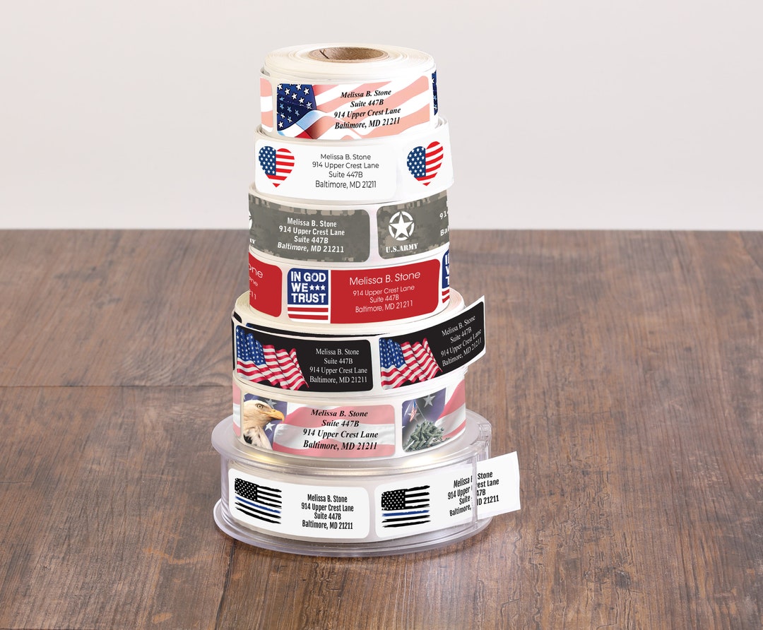 American Flag Address Labels With Dispenser: Patriotic Custom Labels - Etsy