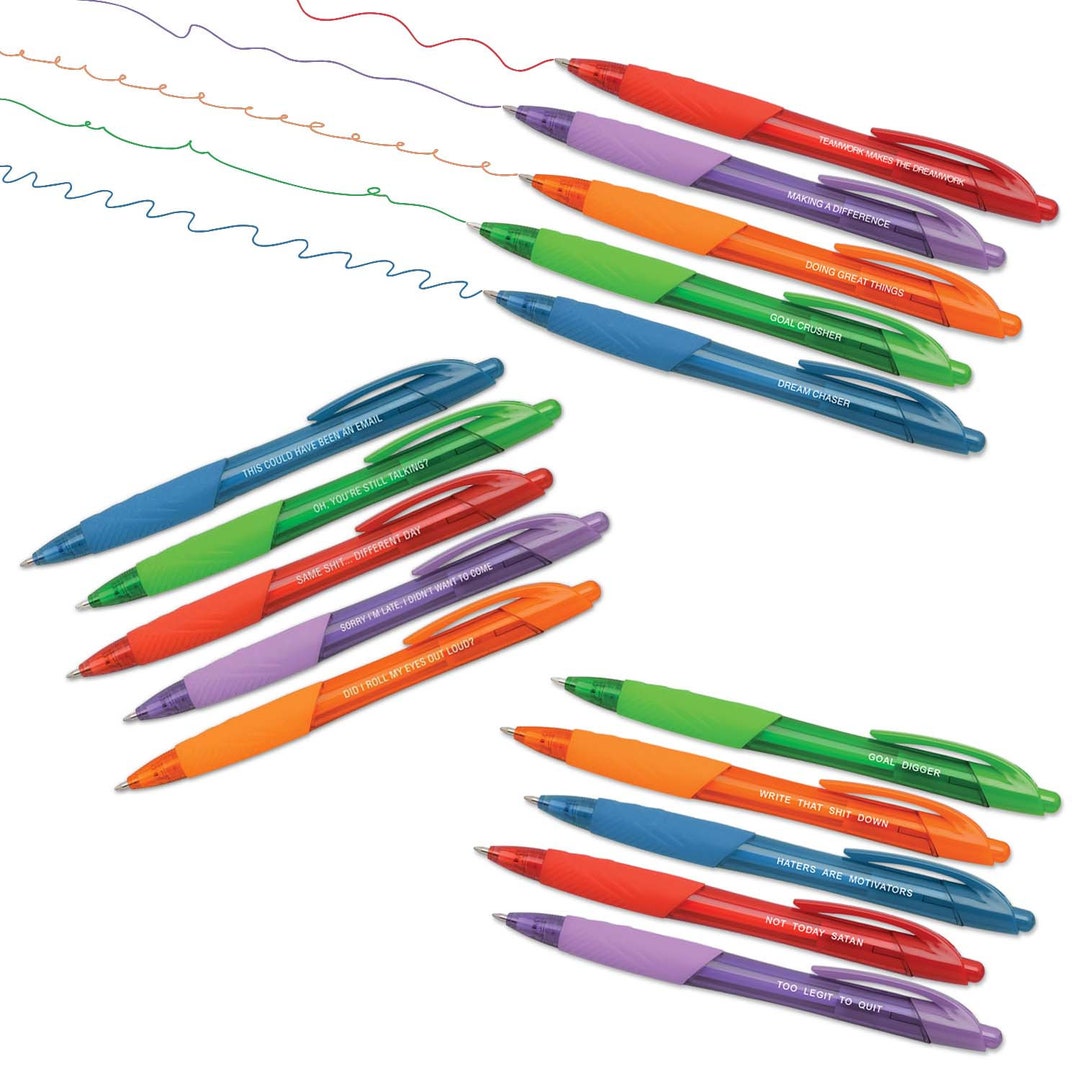 Colorful Office Pens / Select Your Theme / Set of 5 Pens / Vibrant With ...