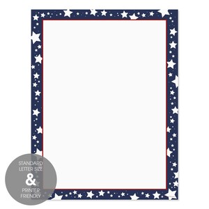 Red White and Blue Stars Letterhead / 50 Sheets / 8.5 X 11 Patriotic ...