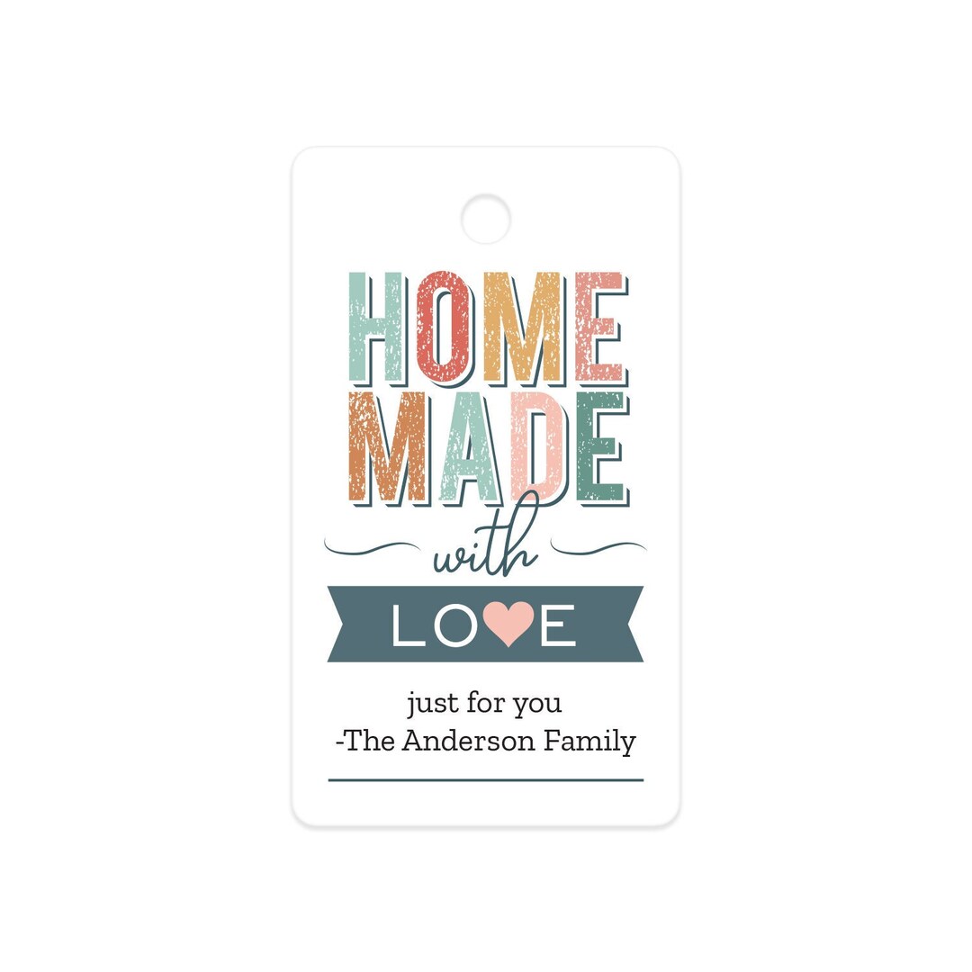 Personalized Homemade With Love Gift Tag / 100 Custom Made With Love ...