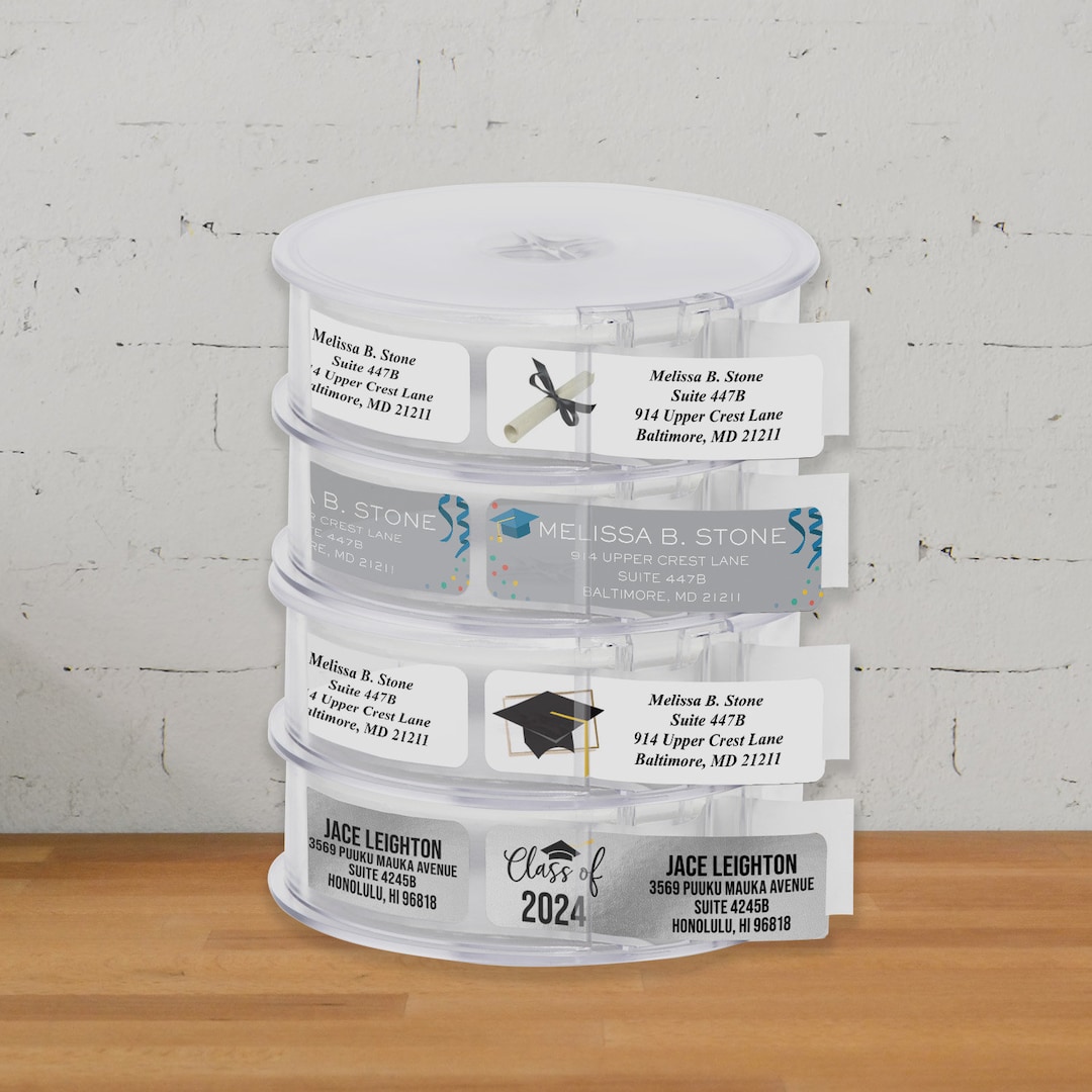 Personalized Graduation Address Labels With Dispenser: Modern Designs ...