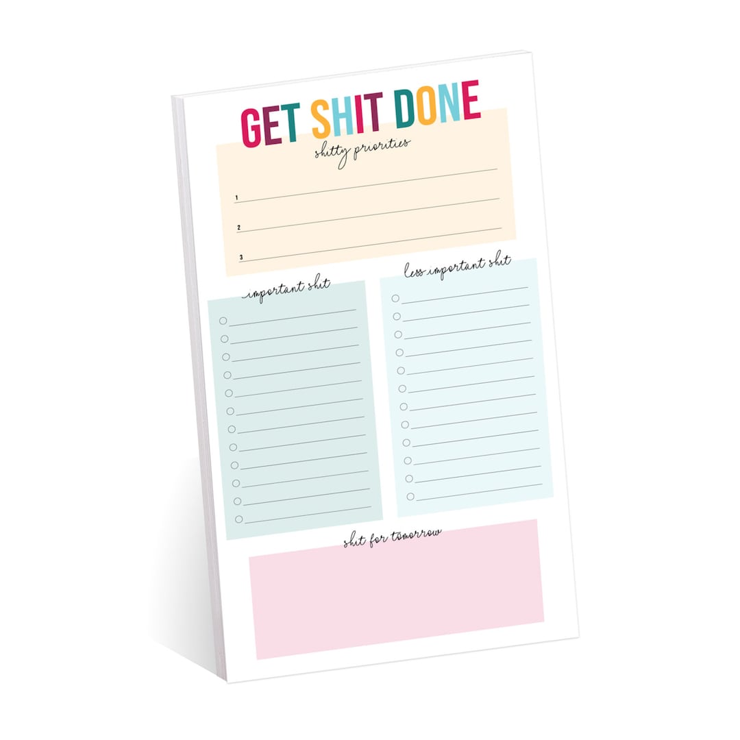 Get Shit Done to Do List / 6" X 10" Hilarious Sticky Note Task List ...
