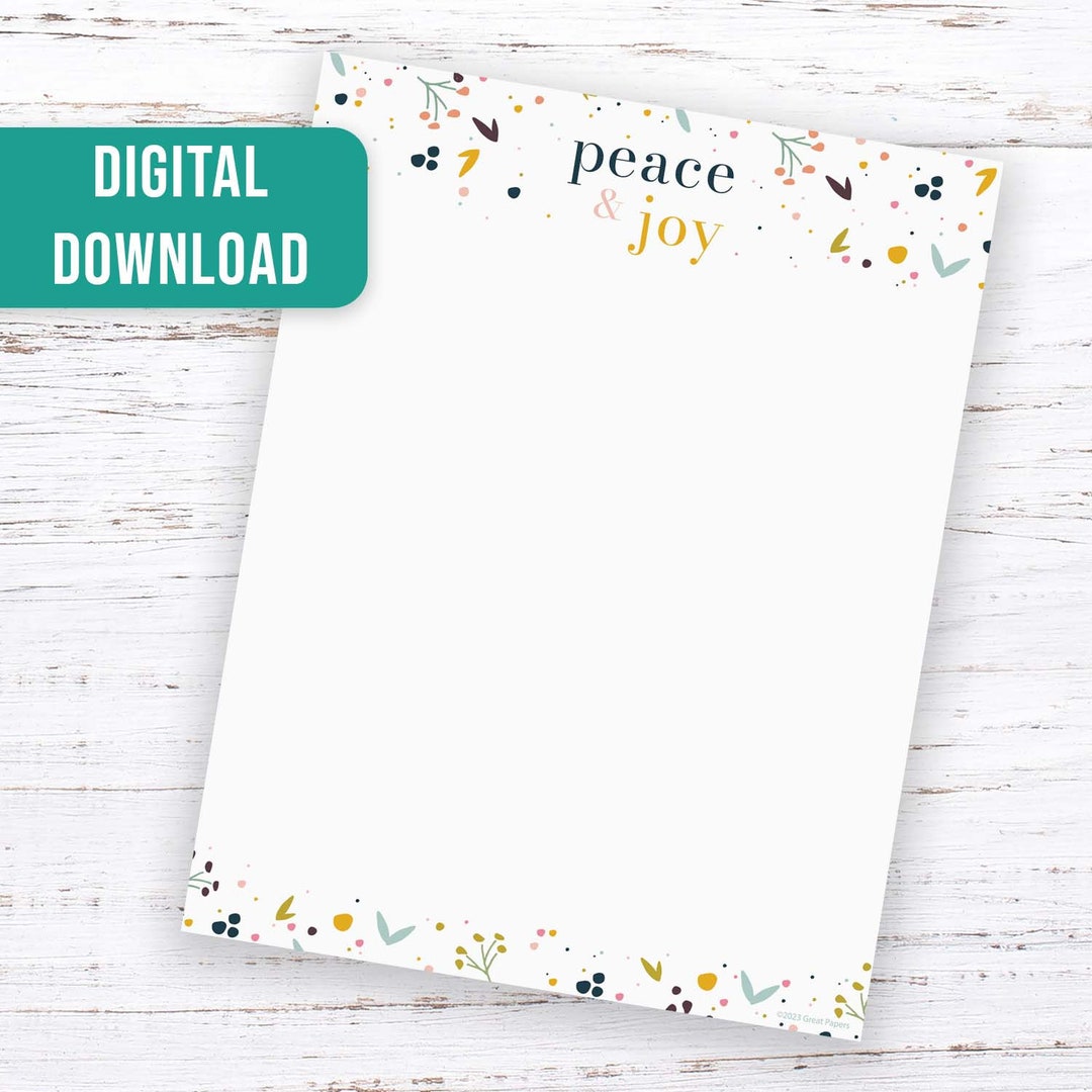 INSTANT DOWNLOAD digital Peace and Joy Holiday Letterhead / 8.5 X 11 ...
