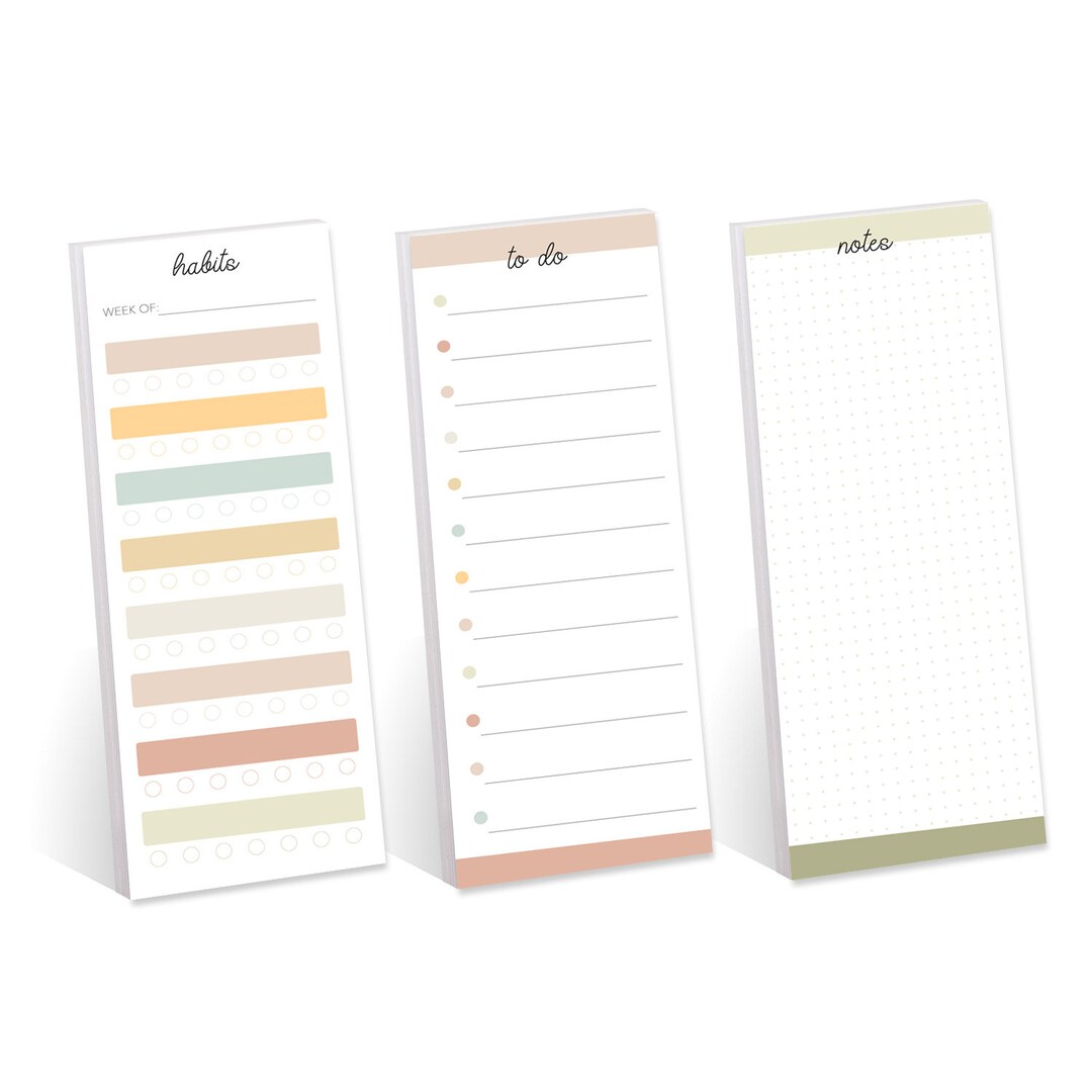 Productivity Sticky Note Assortment / Set of 3 Multi-color Note Pads ...