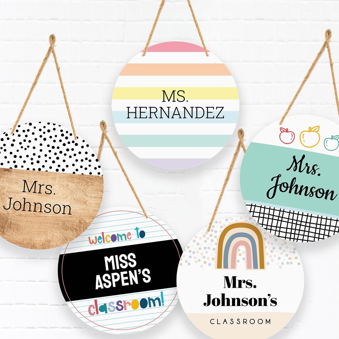 Personalized Teacher Name Hanging Sign / 10" Round Custom Classroom ...