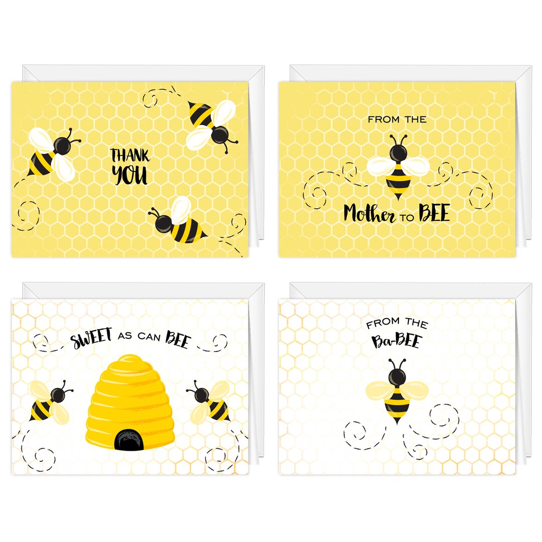 Sweet as Can Bee Thank You Greeting Cards / 24 Baby Shower Note Cards ...