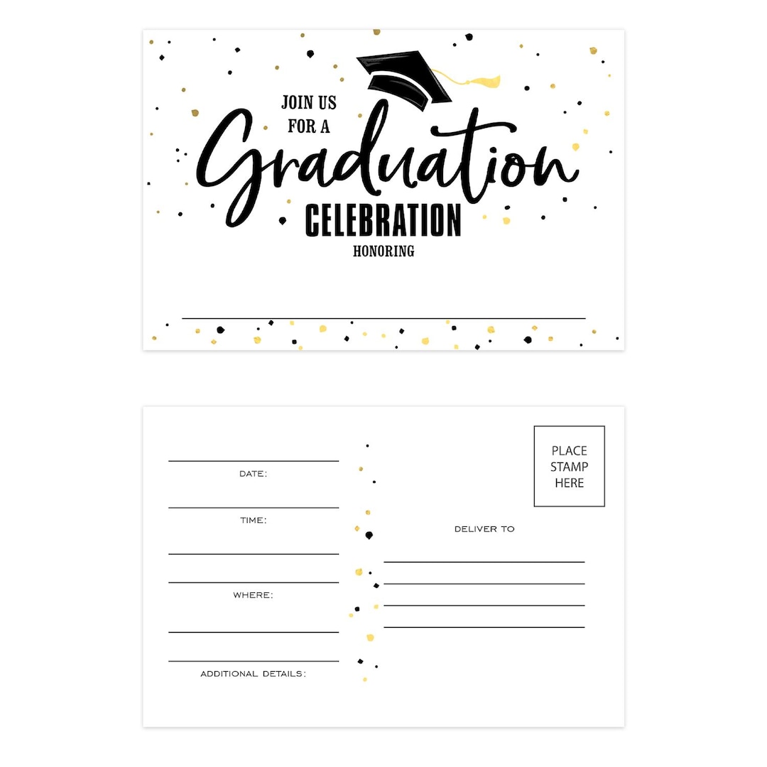 Graduation Fill in Invitation Postcards / 50 Blank Invite Mailing ...