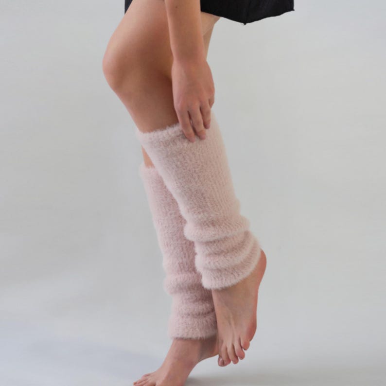 Fluffy Leg Warmers: Cozy Knit Footless Socks or Set With Fingerless ...