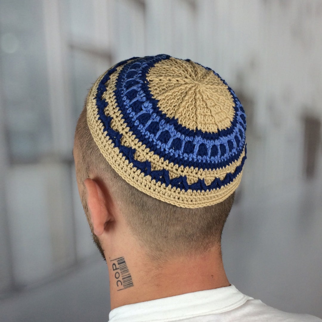 Large Knit Kippah: Crochet Yarmulke, Jewish Head Covering - Etsy