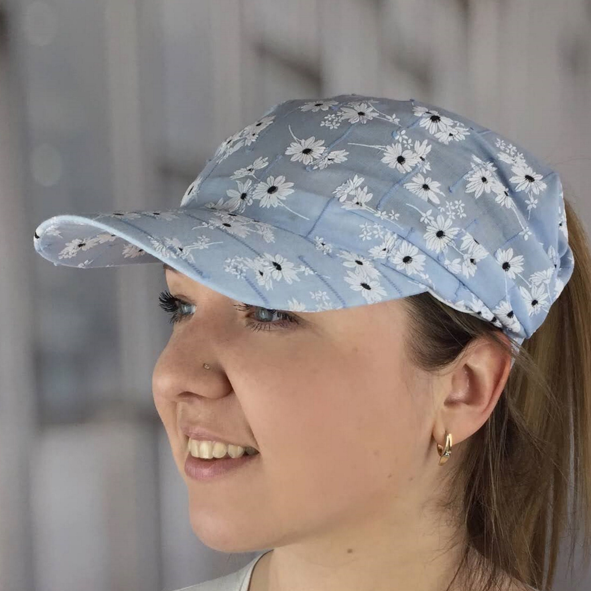 100% cotton womens summer hats High pony cap Headband with a | Etsy