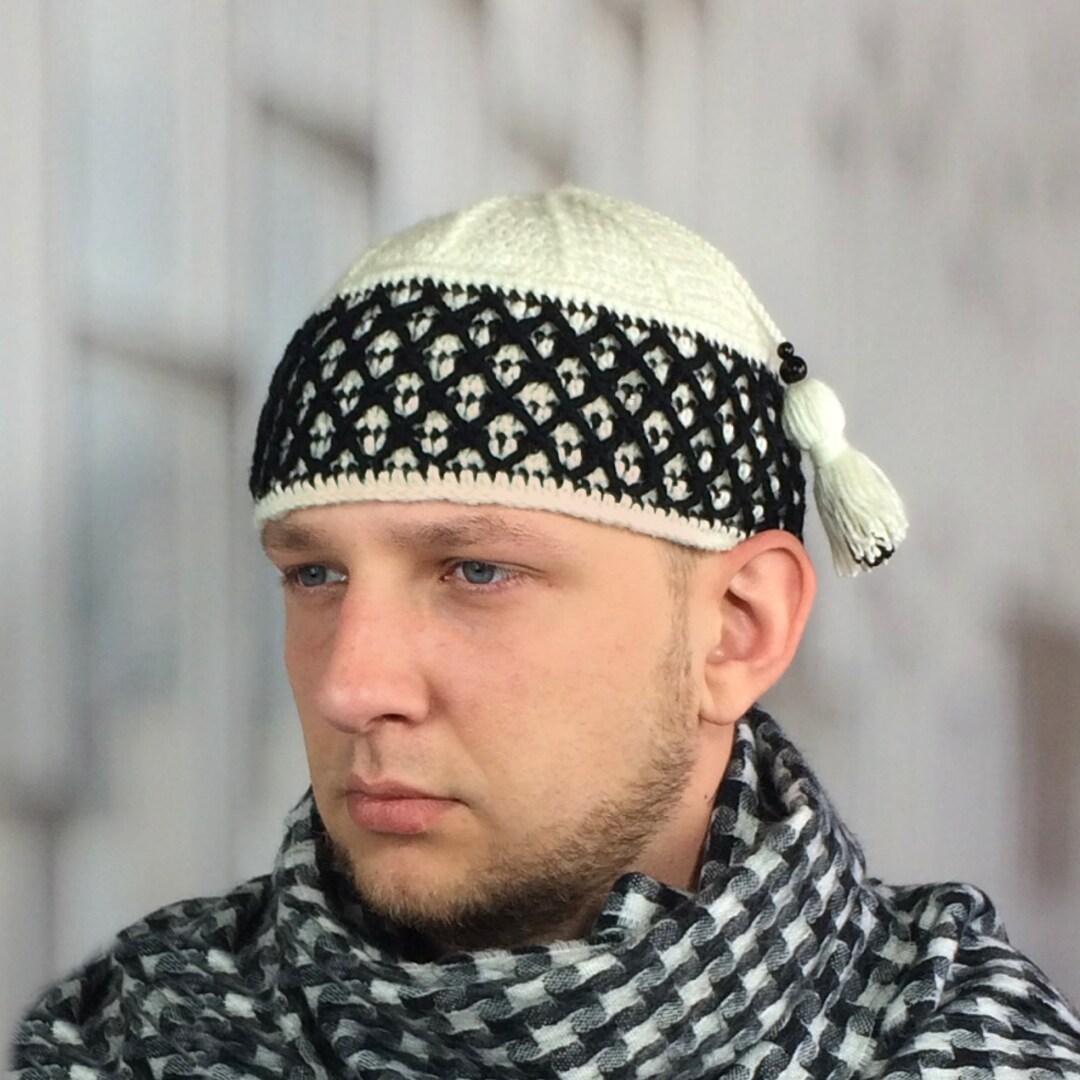 Knit Wool Kufi Hat: Crochet Muslim Beanie With Tassel - Etsy