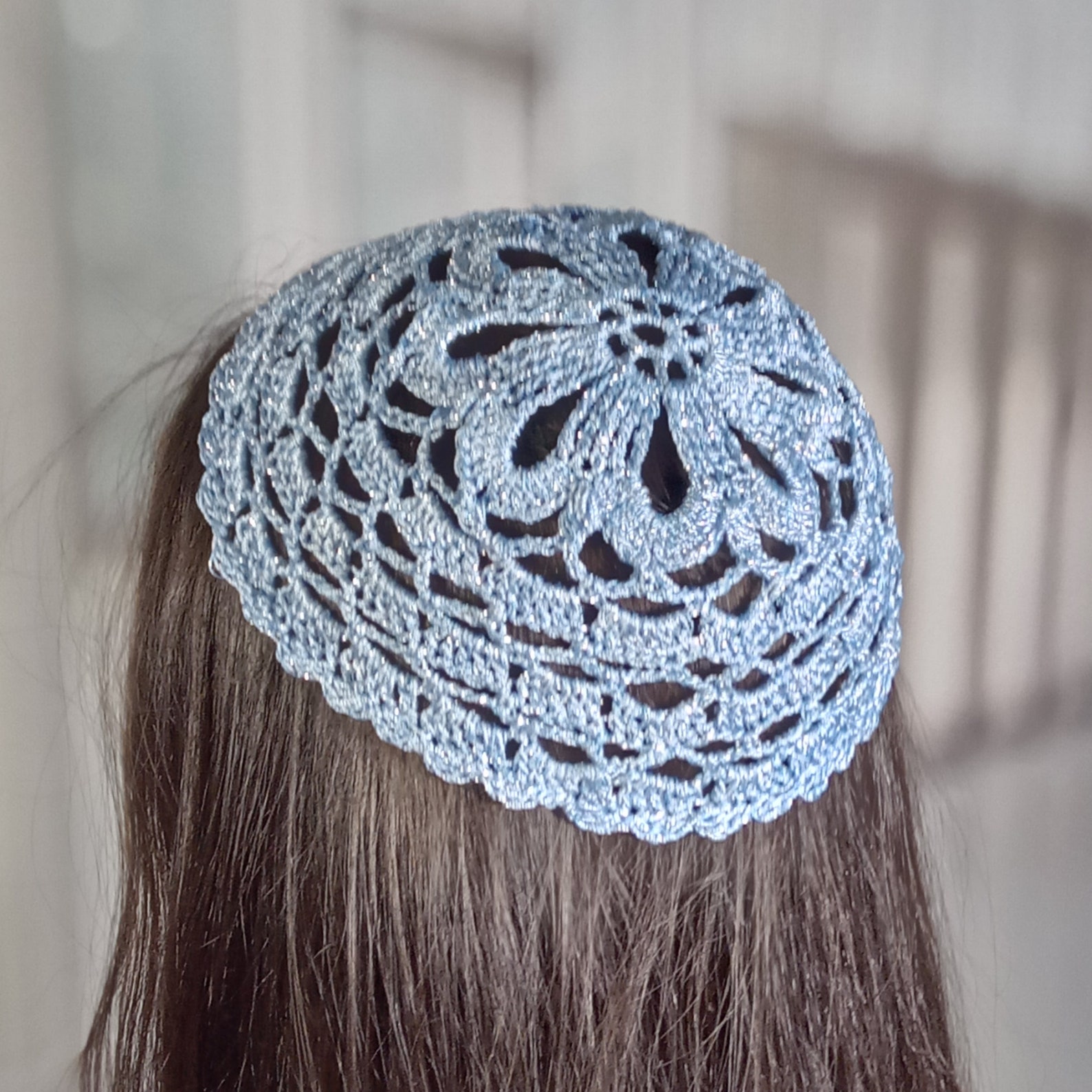 Blue Lace Women's Kippah: Crochet Jewish Yarmulke for Women - Etsy