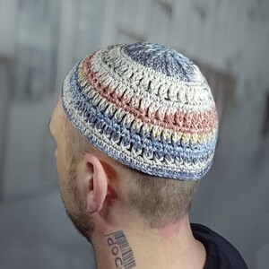Gradient Crochet Weaving Kippah Custom Kippot Full Cover Head Knitted Yarmulke Jewish Headdress ...