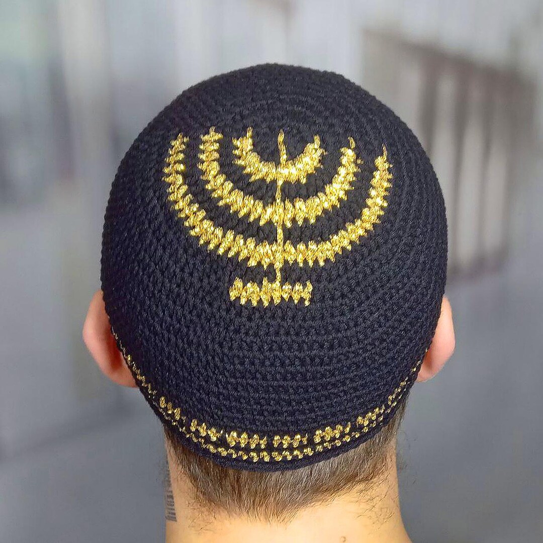 Hanukkah Kippah: Menorah Kippot Large Yarmulke, Jewish Gift - Etsy
