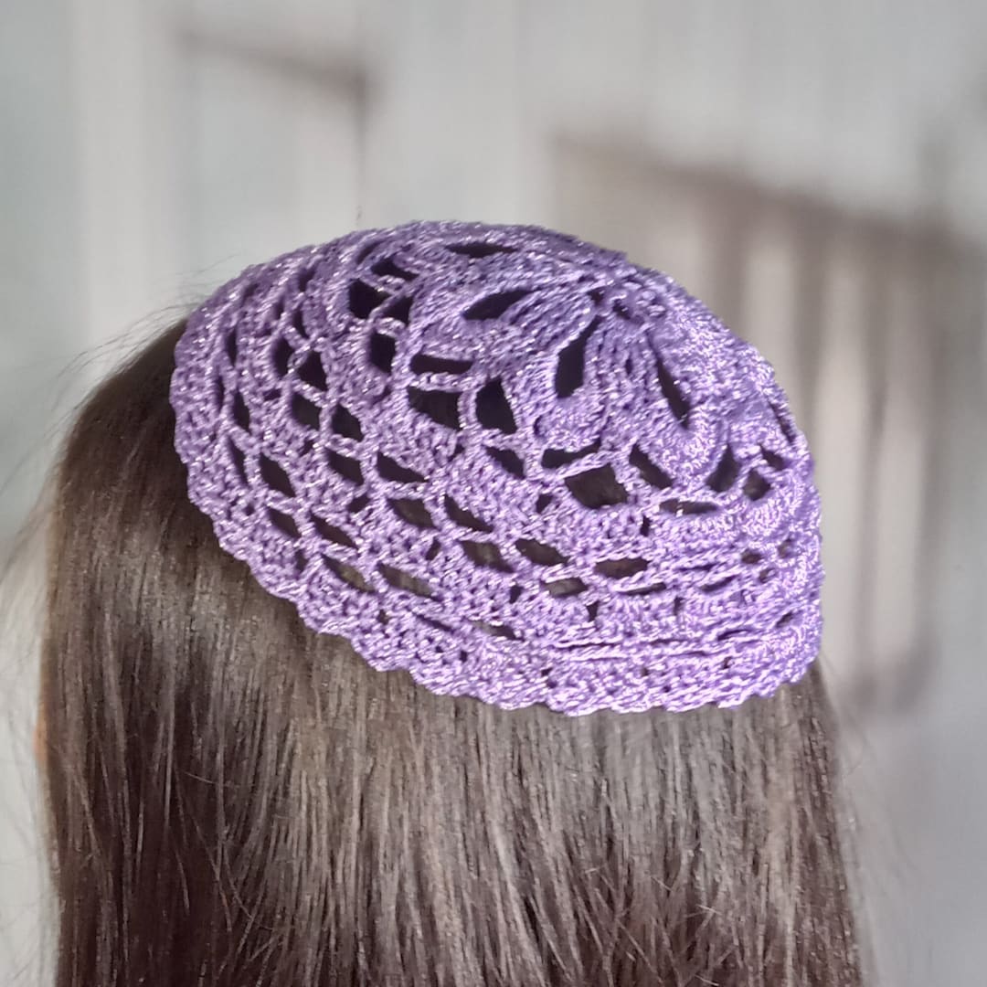 Shiny-lavender Lace Womens Kippot Jewish Crochet Kippah Ladies Hiddur ...