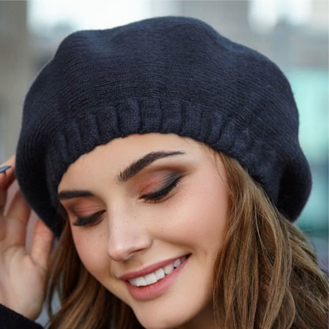 Boina de punto de alpaca para mujer Boina de mujer francesa clásica para el invierno Sombrero de ...