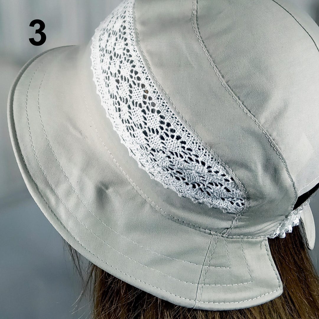 Linen Lace Sun Hat Womens Eyelet Hat Flower Bucket Hats Breathable ...