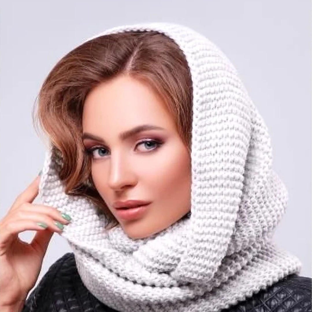 Chunky Knit Vegan Acrylic Snood Scarf Hood: Double Loop Neck Warmer - Etsy