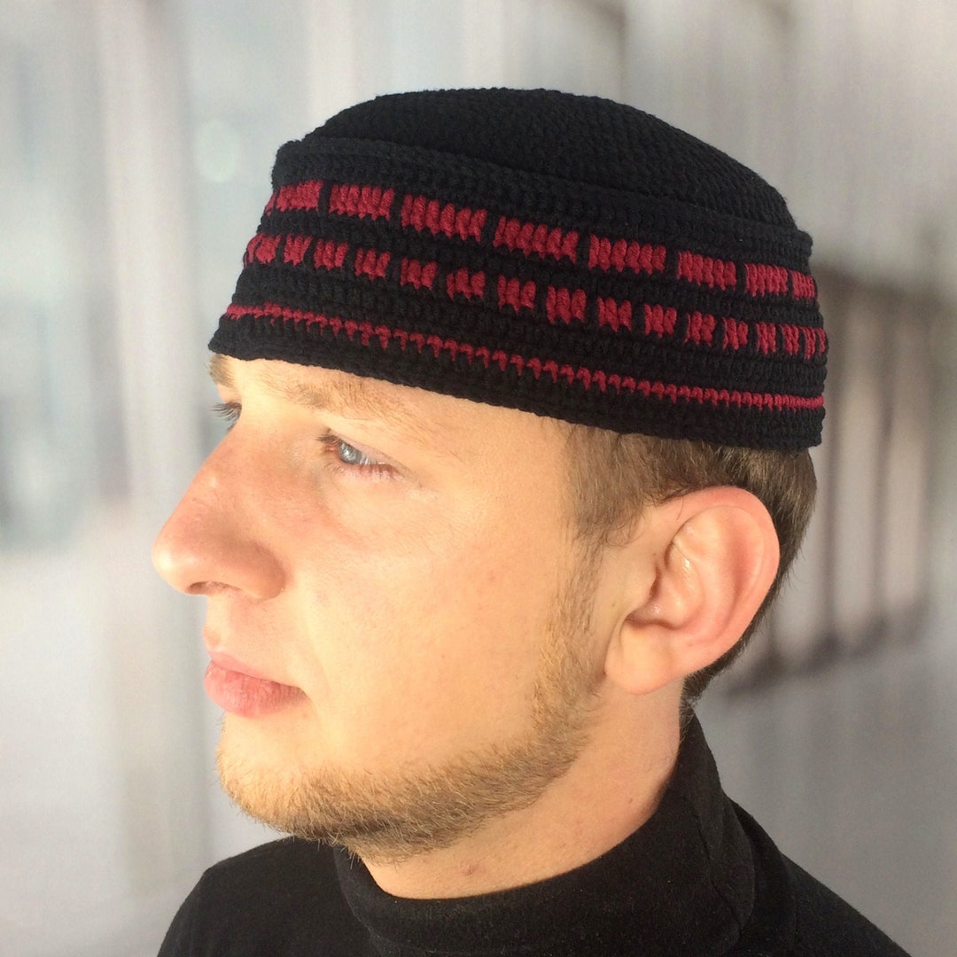 Knit Kufi Hat: Crochet Beanie, Islamic Prayer Cap, Men's Muslim ...