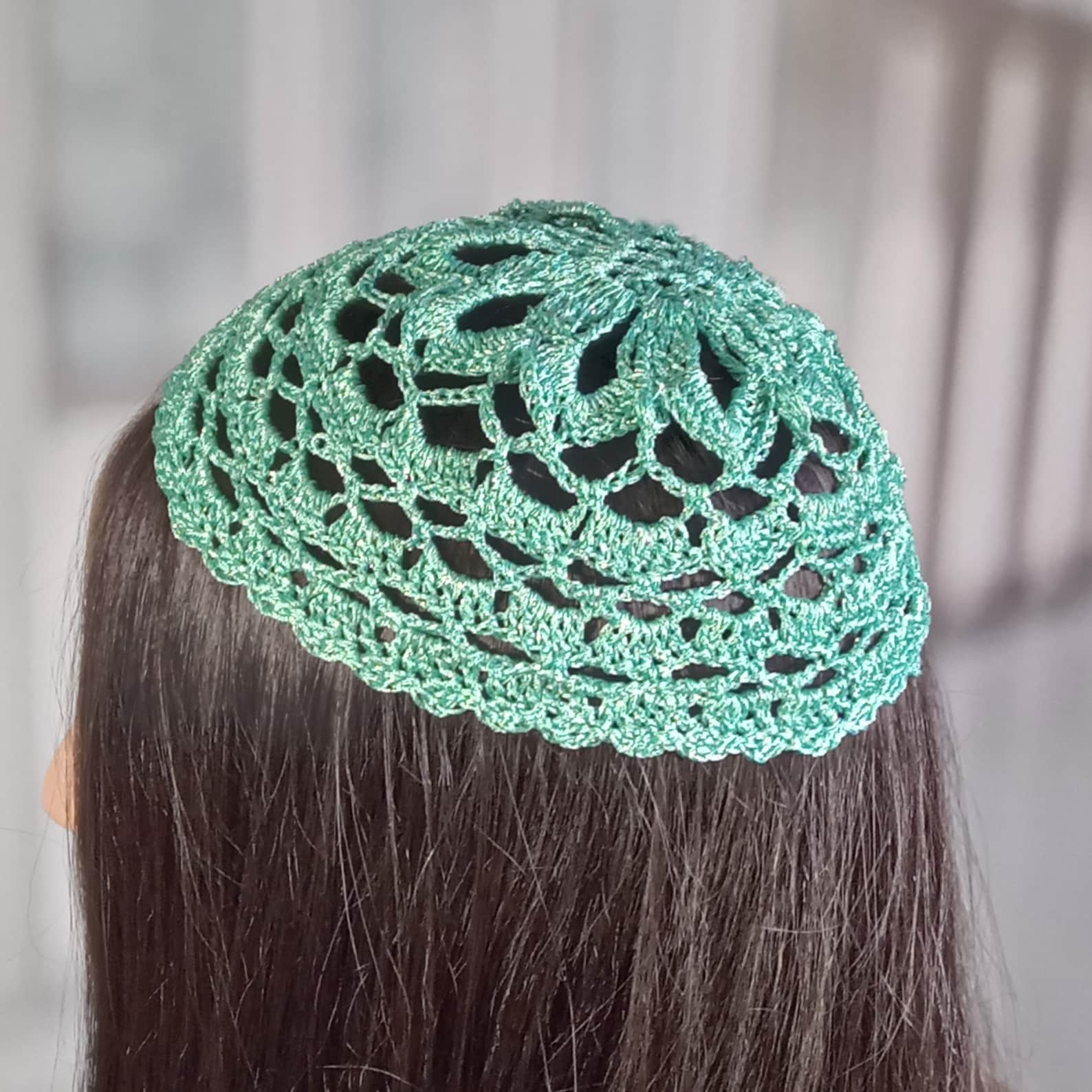 Blue Lace Women's Kippah: Crochet Jewish Yarmulke for Women - Etsy