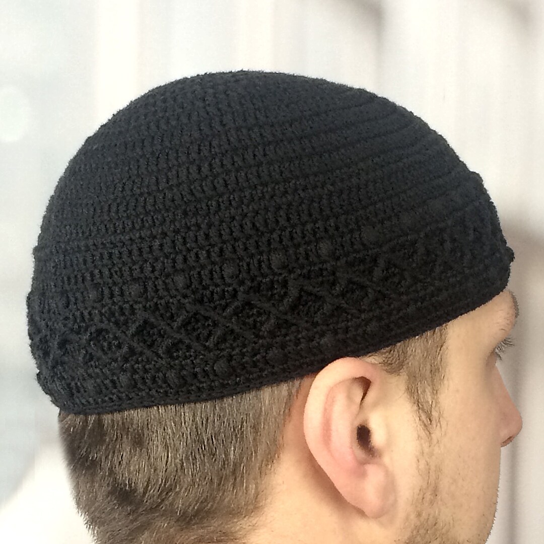 Handmade Crochet Kufi Hat: Black Muslim Cap for Men - Etsy
