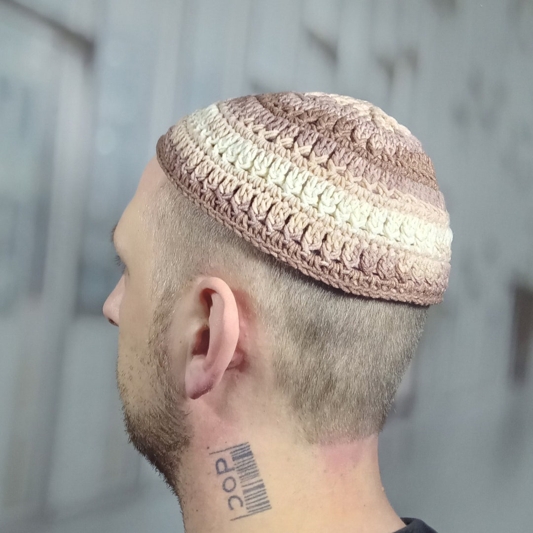 Gradient Crochet Weaving Kippah Custom Kippot Full Cover Head Knitted Yarmulke Jewish Headdress ...